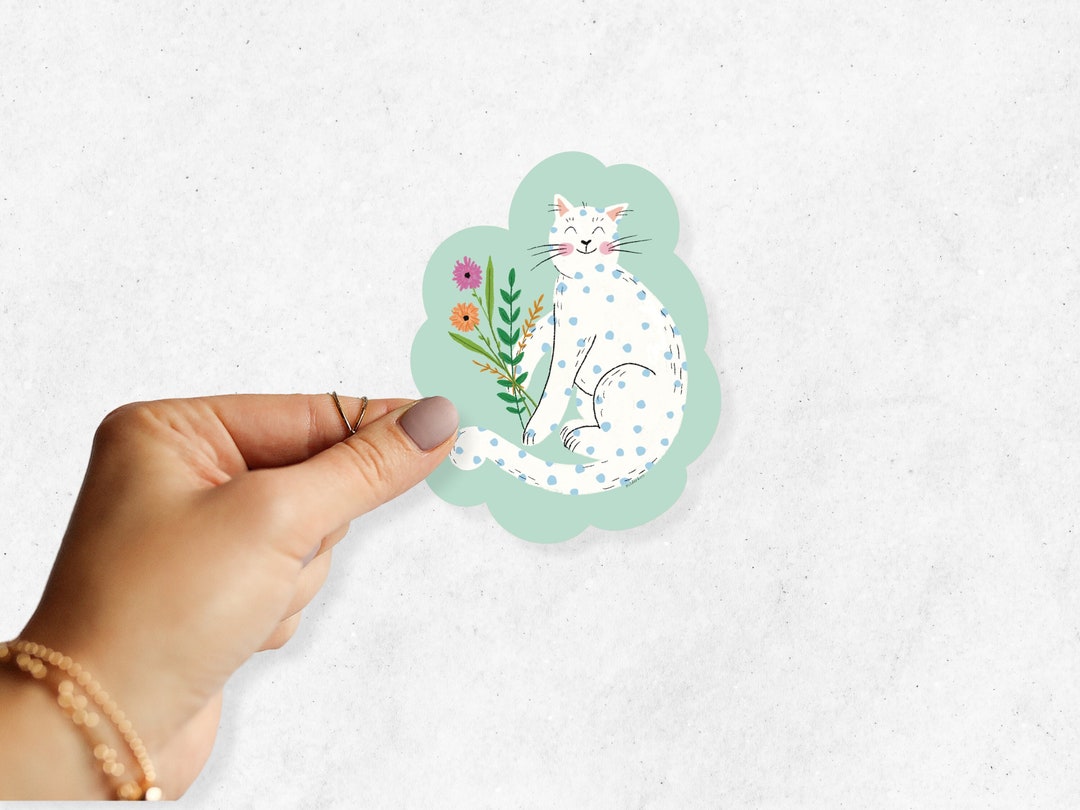 Cute Cat Sticker / Vinyl Cat Sticker / Cat Lover Sticker / Cat Laptop ...