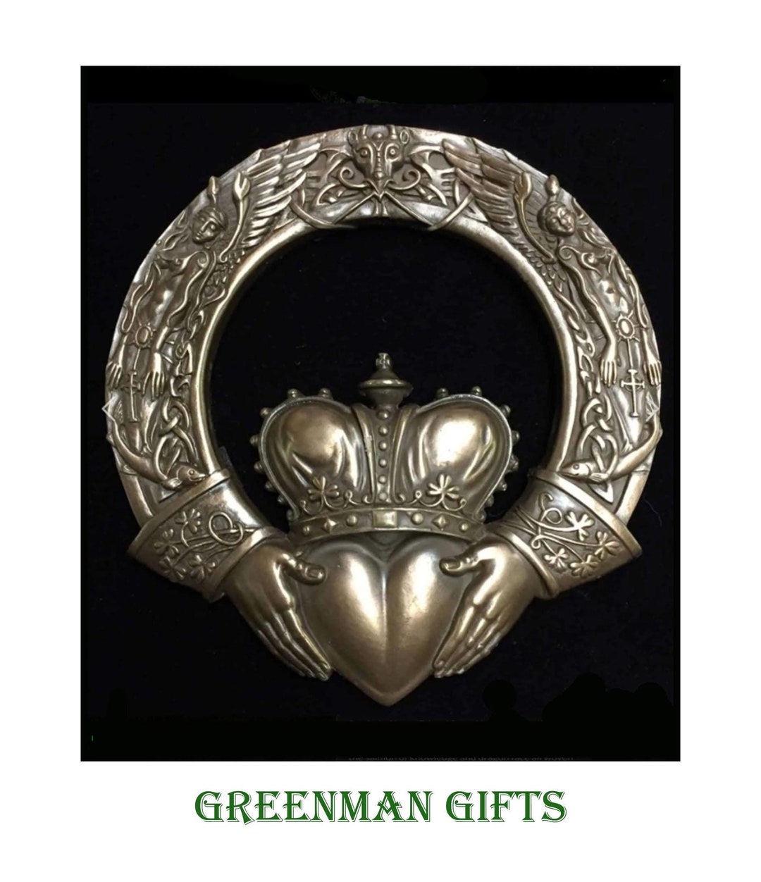 Plaque: CLADDAGH, Resin, Cold Cast Bronze-look, Wall Hanging. 6.5"x0.75 ...
