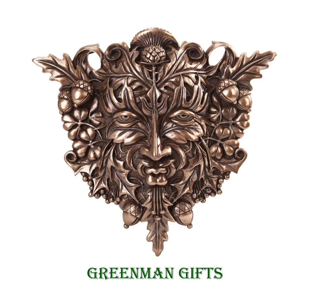 Plaque: GREEN MAN, Polyresin, Cold Cast Bronze-look, Wall Hanging. Size ...