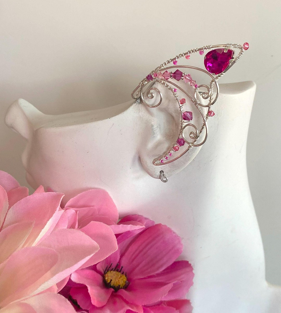 Sterling Silver Ear Wraps, Elf Ears, Fairy Ears; Crafted With Swarovski ...