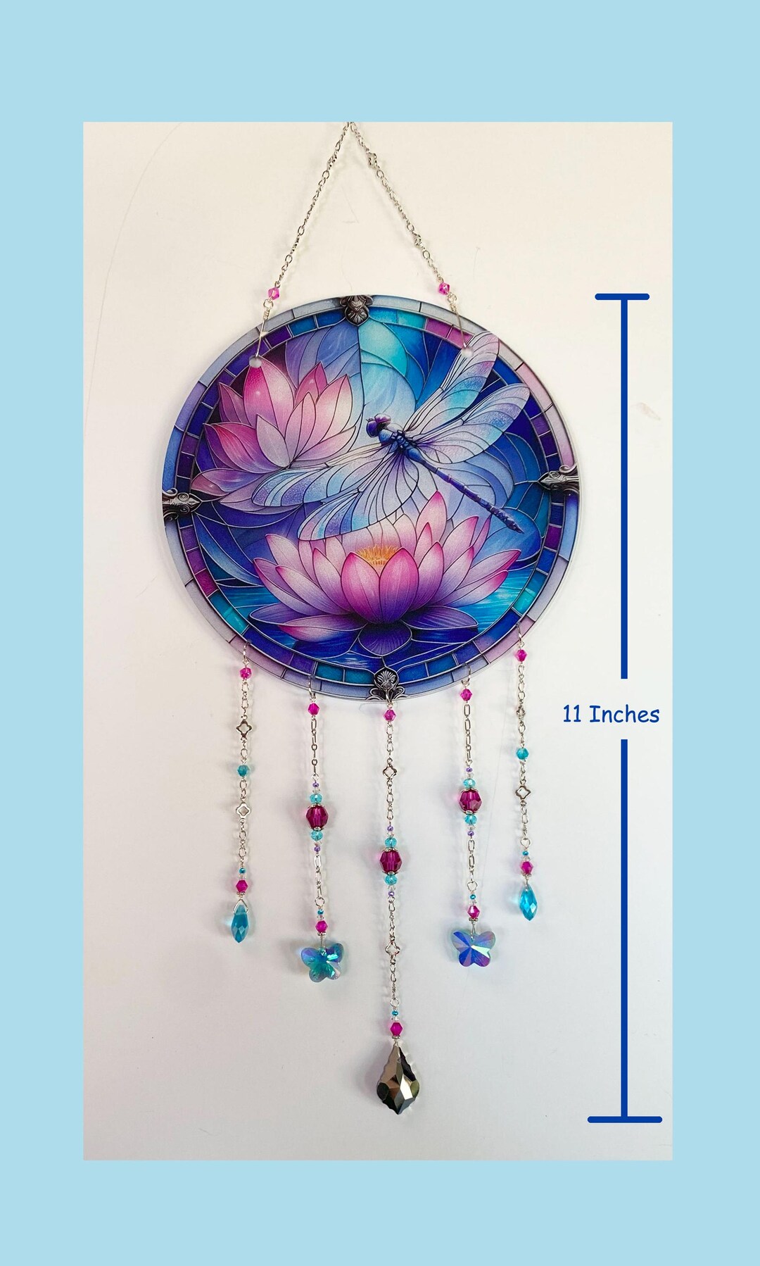 Suncatcher Dripping in Crystals From an Acrylic Disc With a DRAGONFLY ...
