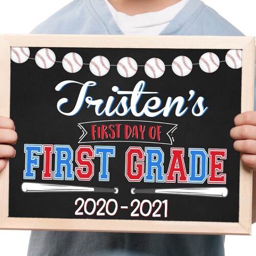 Baseball First Day of School Sign Back to School Sign First - Etsy