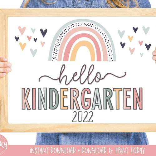 Editable First Day of Kindergarten Sign Rainbow First Day of | Etsy