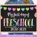First Day of Pre-k 3, Printable First Day, Pre-k 3 Sign, 3 Year Old Pre ...
