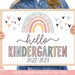 Boho Rainbow Hello Kindergarten Sign First Day of - Etsy