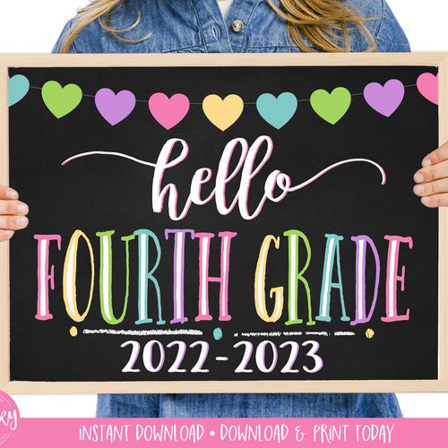 First Day of 4th Grade Sign 1st Day of School Printable First - Etsy