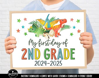 Dinosaur First Day of 2nd Grade Sign Instant Download Dinosaur First ...