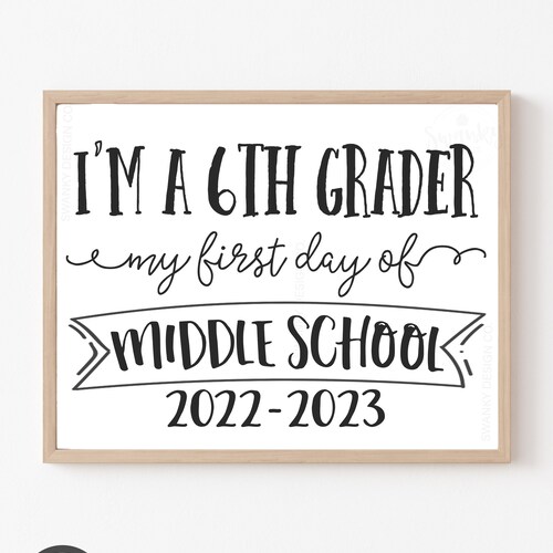 First Day of 6th Grade Sign First Day of Middle School Sign - Etsy