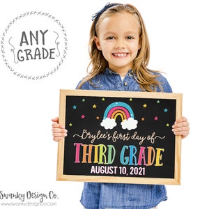 First Day of School Sign Rainbow, Personlized First Day of School Sign ...