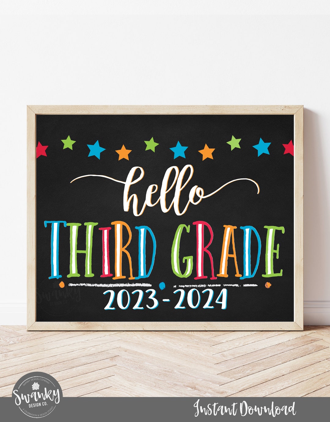 Hello Third Grade Sign First Day of 3rd Grade Printable - Etsy