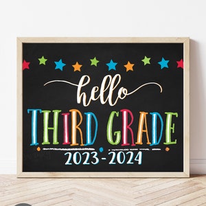 Hello Third Grade Sign First Day of 3rd Grade Printable - Etsy