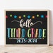 Hello Third Grade Sign First Day of 3rd Grade Printable - Etsy