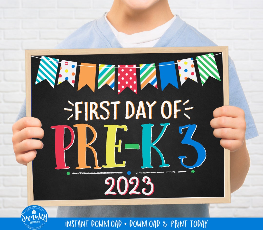 First Day of Pre-k 3 Sign Back to School Sign Chalkboard Photo - Etsy