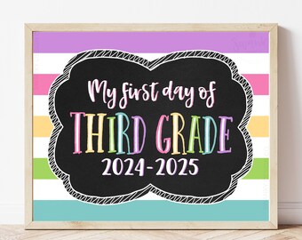 First Day of Third Grade Sign, First Day of School Sign, Third Grade ...
