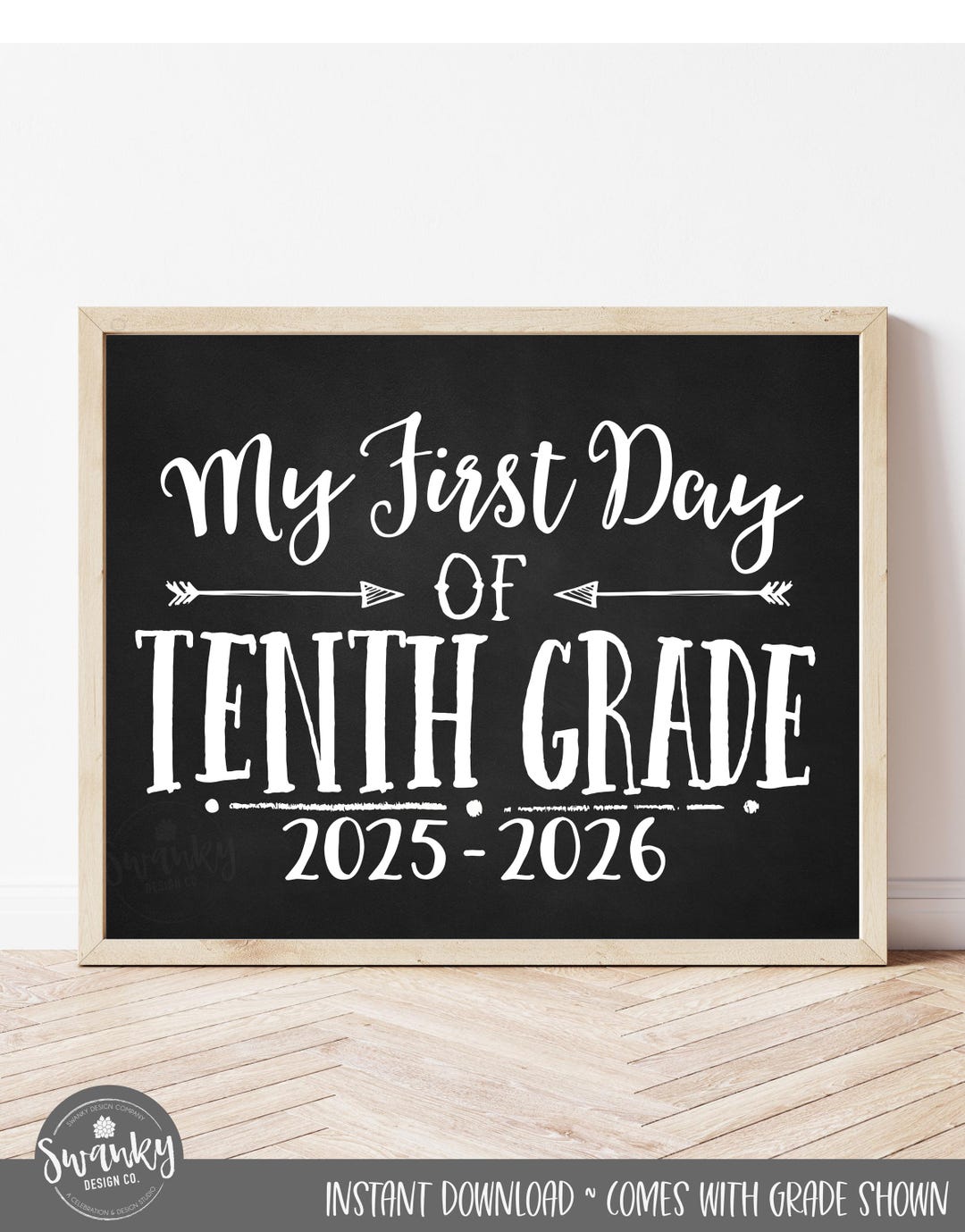 First Day of 10th Grade Sign, TENTH GRADE Sign Printable, Chalkboard ...