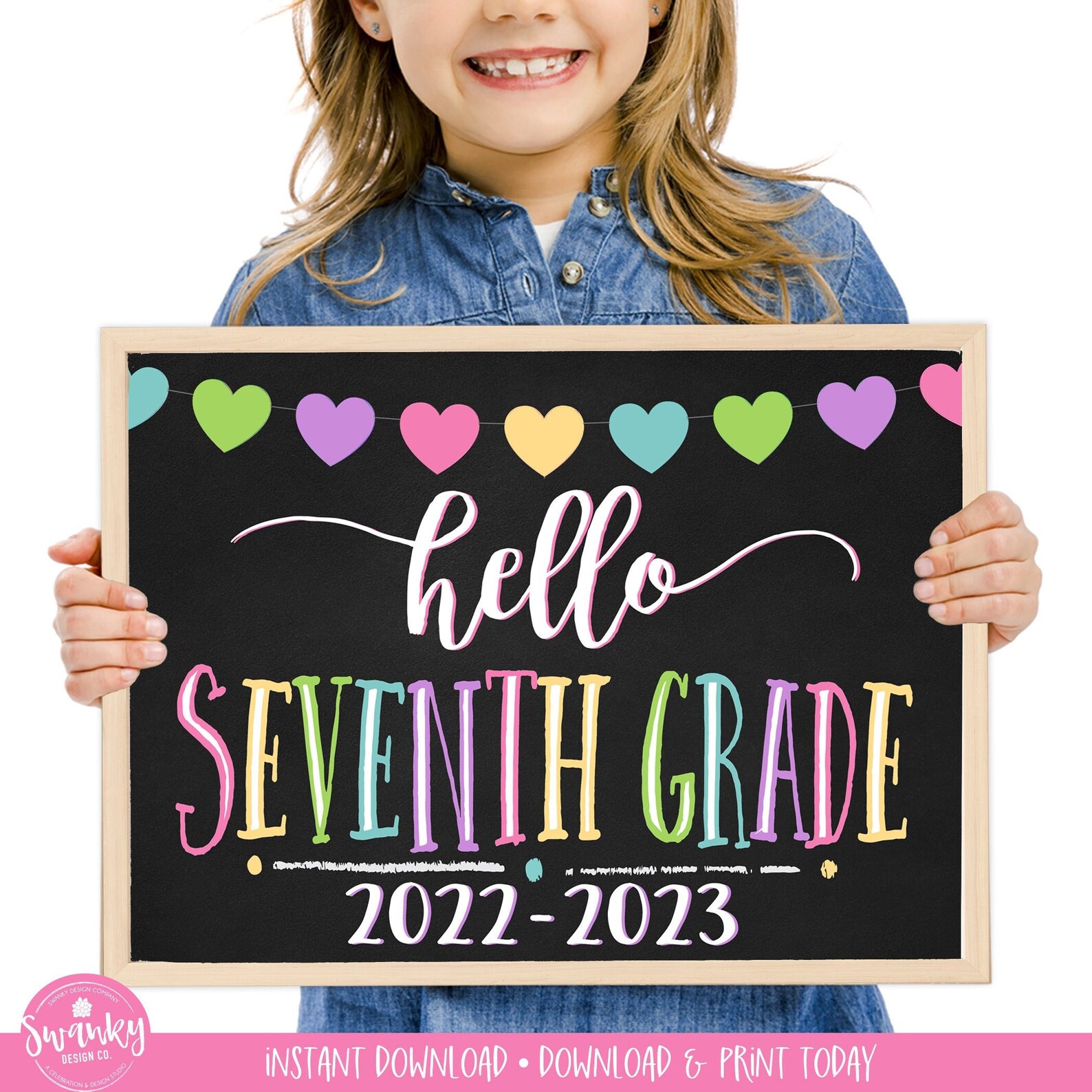 Hello Seventh Grade Sign First Day of 7th Grade Printable - Etsy
