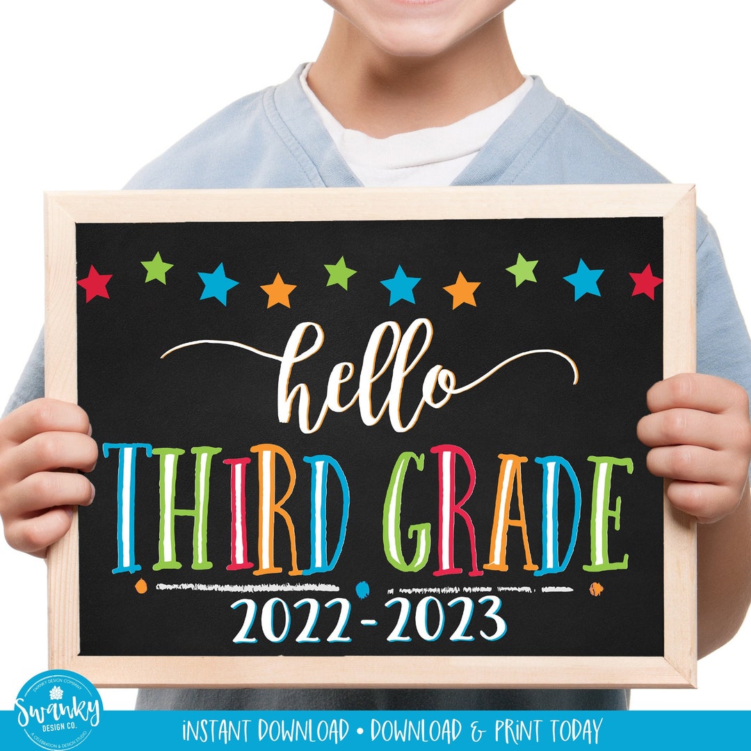 Hello Third Grade Sign First Day of 3rd Grade Printable - Etsy