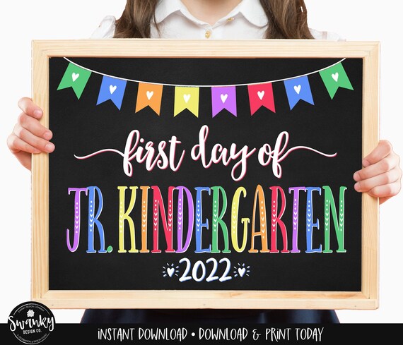 First Day of Junior Kindergarten Printable Rainbow Chalkboard - Etsy