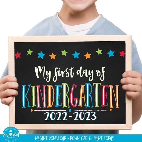 Kindergarten Boy Chalkboard Sign Printable First Day of - Etsy