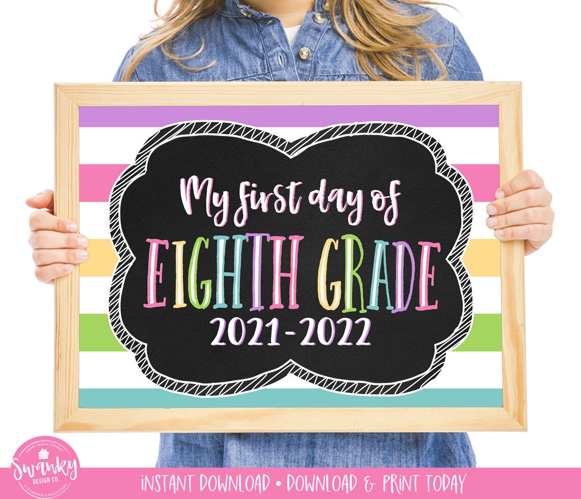 Eighth Grade School Sign Printable 8th Grade First Day of | Etsy