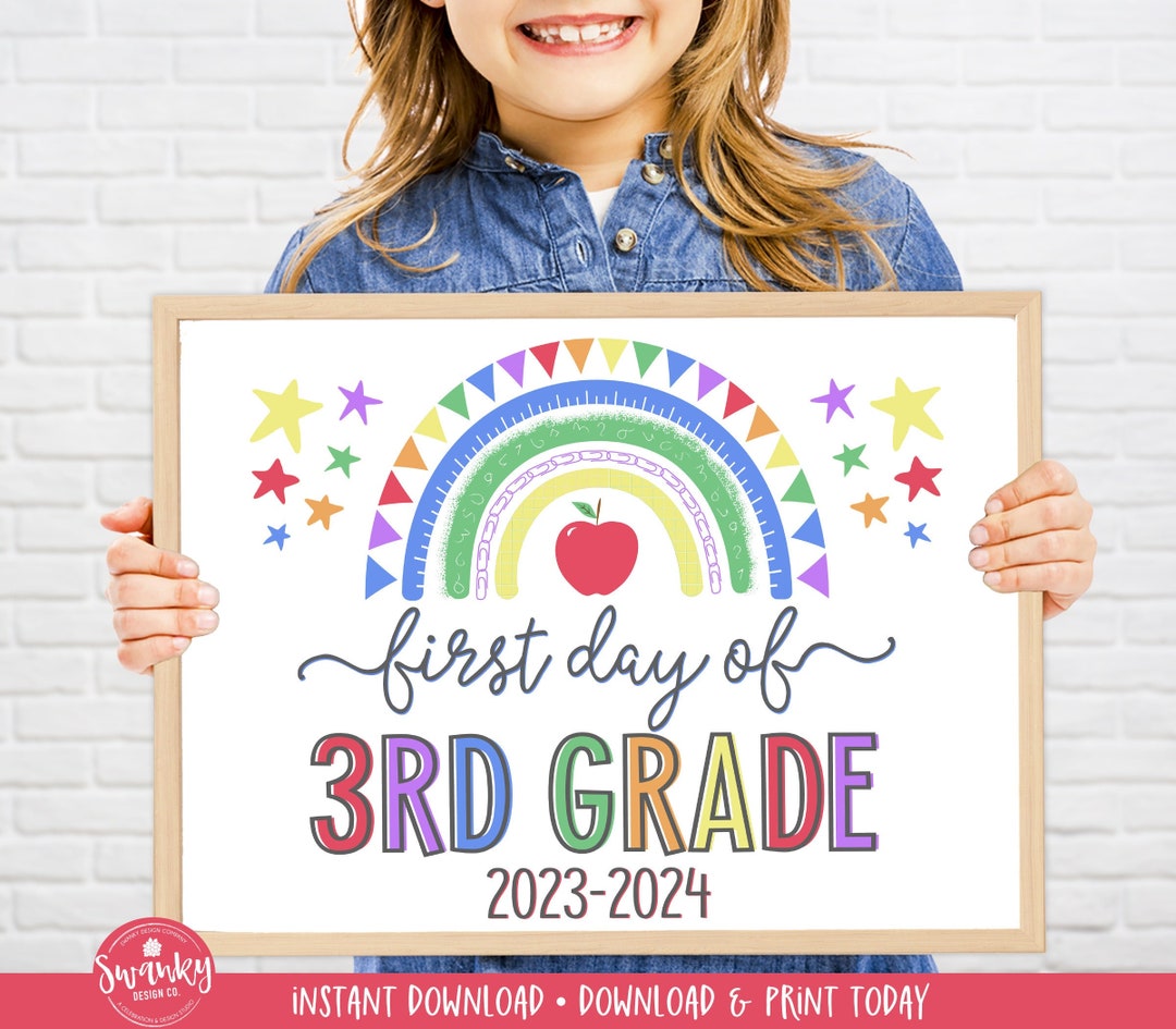 Rainbow First Day of Third Grade Sign First Day of 3rd Grade - Etsy