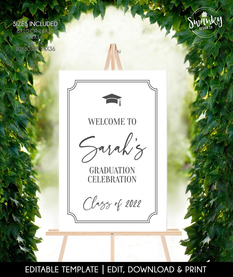 EDITABLE Graduation Welcome Sign Printable Graduation Party - Etsy