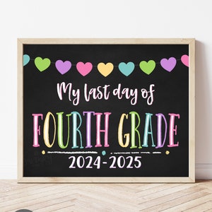 LAST Day of Fourth Grade, Printable Last Day Sign, Last Day of School ...