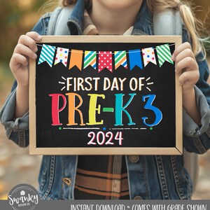 First Day of Pre-k 3 Sign Back to School Sign Chalkboard Photo Prop for ...
