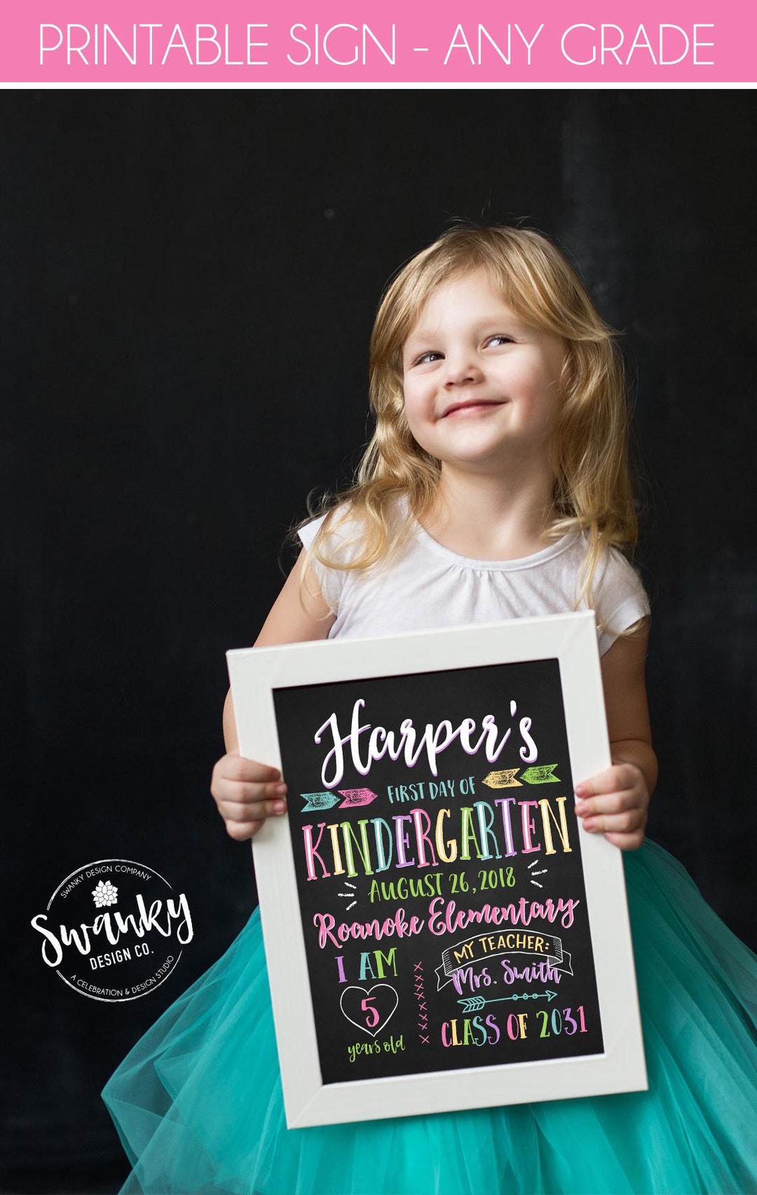 Back to School Sign, First Day Sign , First Day of School Printable ...