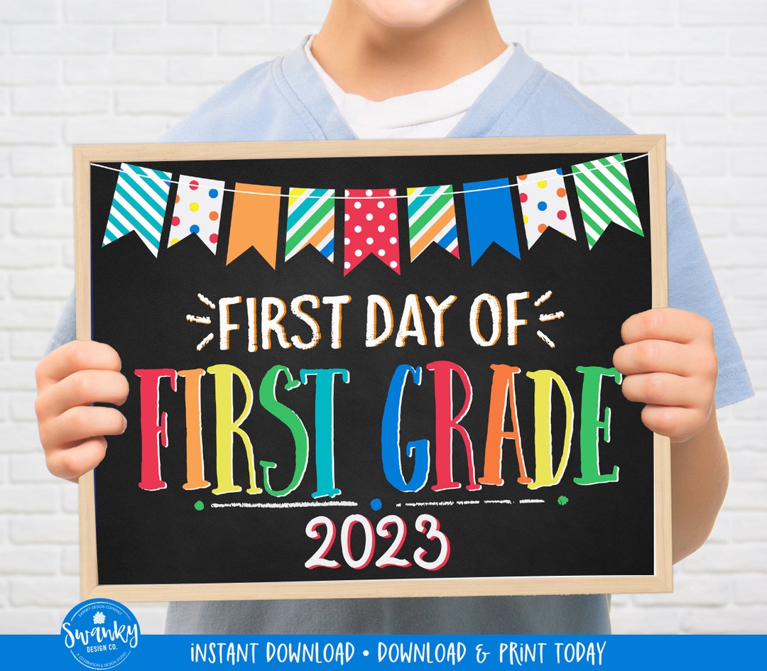 First Day of First Grade Sign Printable Rainbow First Grade - Etsy Finland