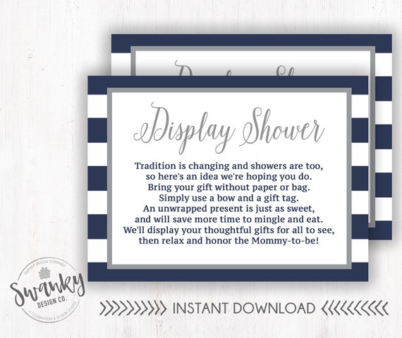 Display Shower Card, Navy and Gray, Bring An Unwrapped Present, Display ...