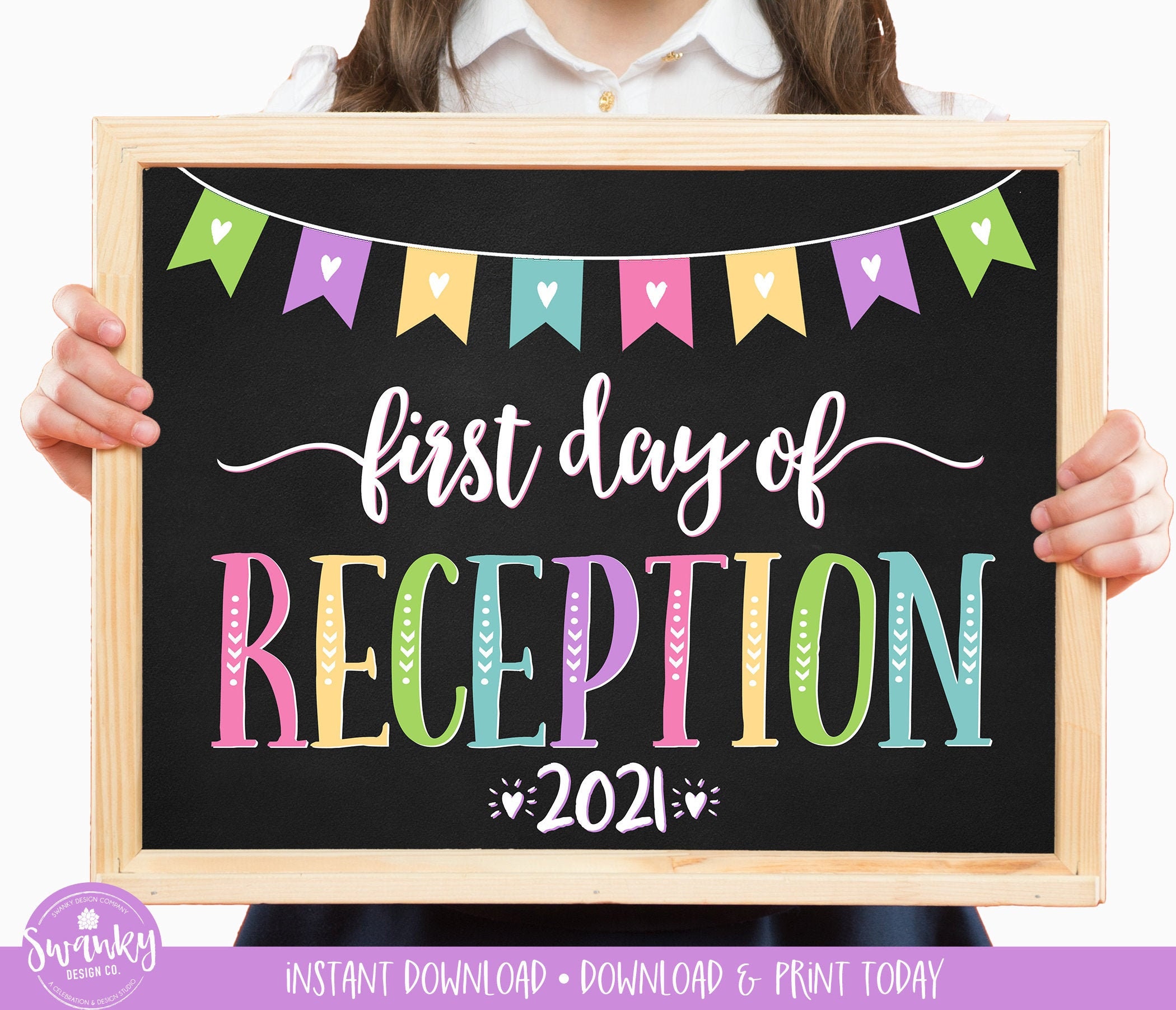 Printable First Day of Reception Sign for Girl Heart First Day | Etsy