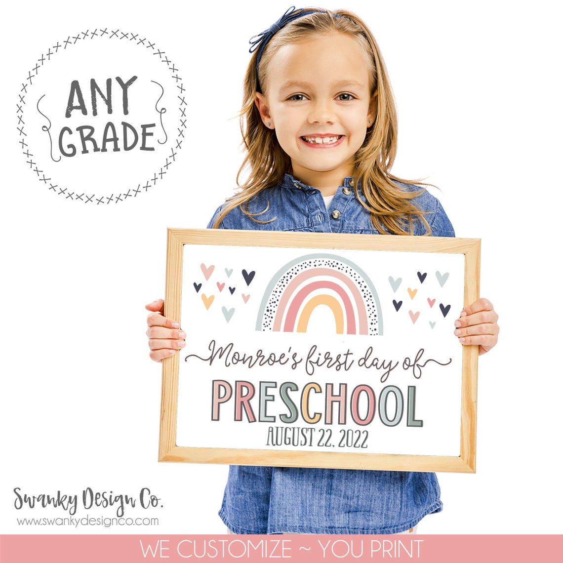 Boho Rainbow First Day of School Sign, 1st Day of School, Back to ...