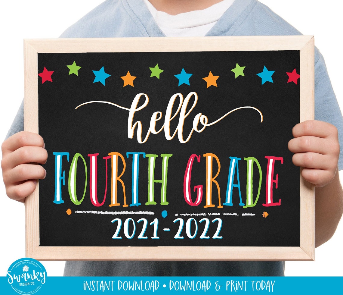Hello Fourth Grade Sign First Day of 4th Grade Printable | Etsy