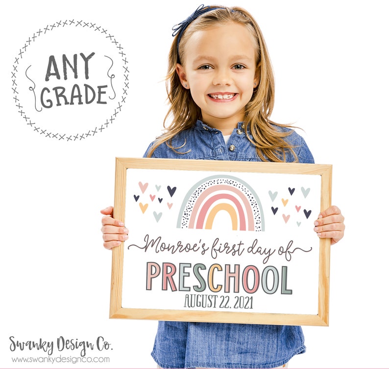 Boho Rainbow First Day of School Sign, 1st Day of School, Back to ...