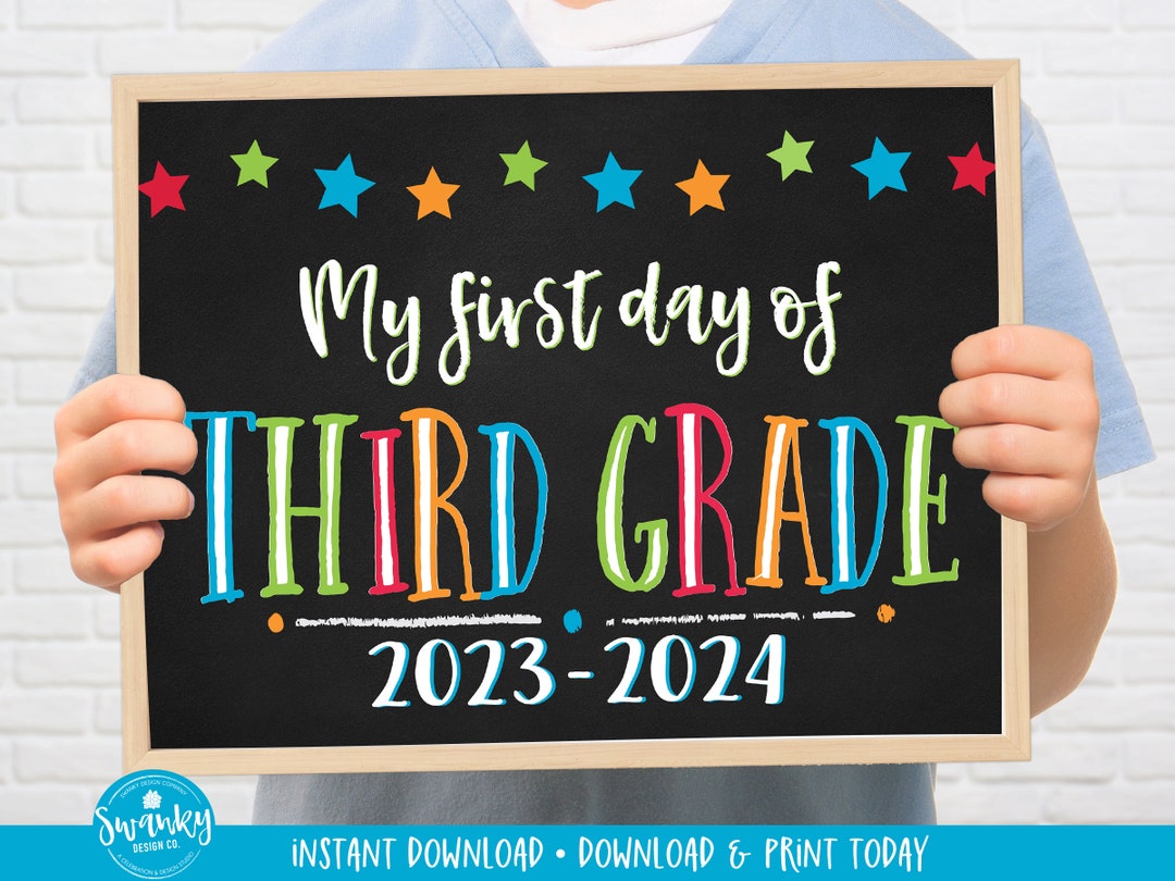 First Day of Third Grade Sign Printable 3rd Grade Sign - Etsy