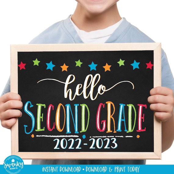 Hello Second Grade Sign First Day of Second Grade Printable - Etsy