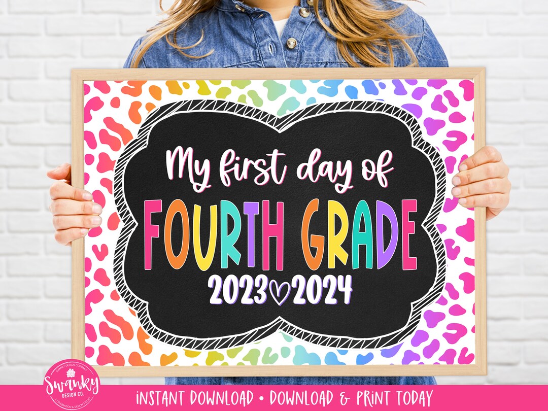 Leopard Print Vierte Klasse Zeichen druckbare Schule Zeichen - Etsy.de