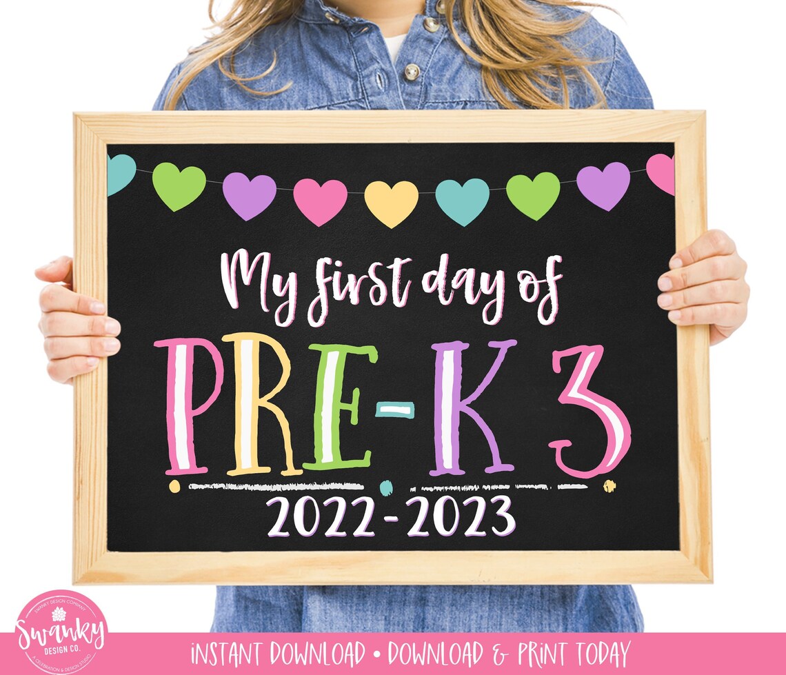 First Day of Pre-k 3 Printable First Day Pre-k 3 Sign 3 - Etsy