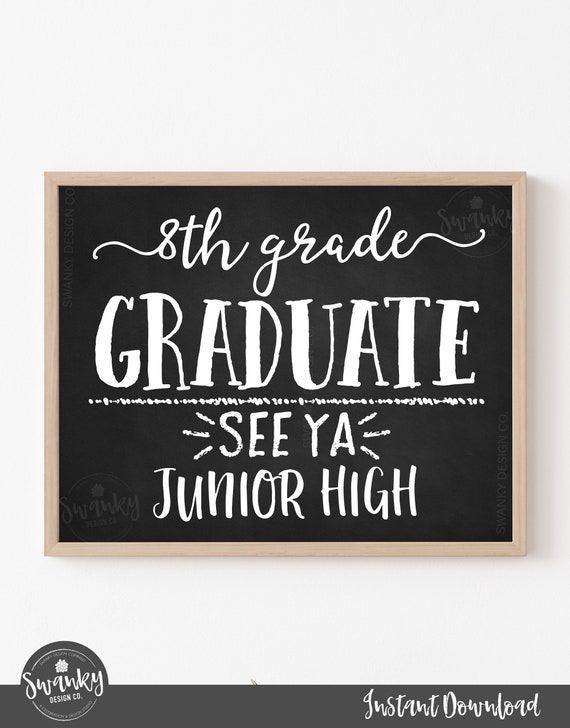 8th Grade Graduate Chalkboard Sign, LAST day of EIGHTH Grade Printable ...