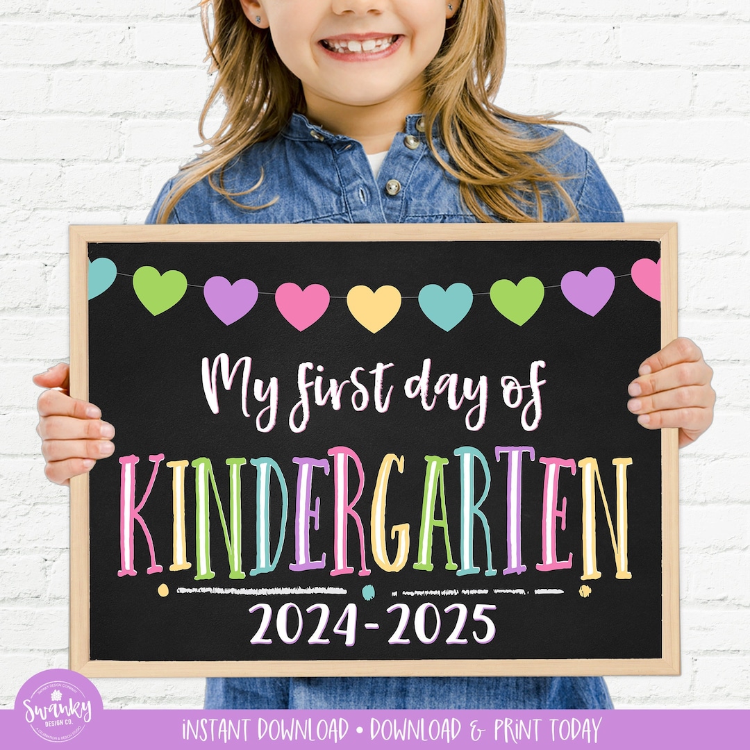 Buy First Day of Kindergarten Sign, Printable First Day, Back to School ...