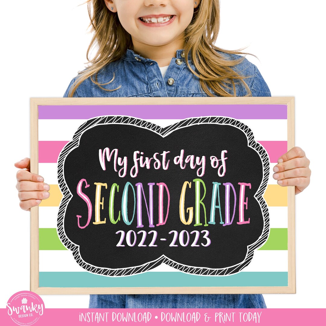 2nd Grade School Sign Printable First Day of School Sign - Etsy