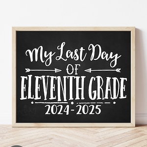 Printable LAST Day of Eleventh Grade Sign, Last Day of 11th Grade, Last ...