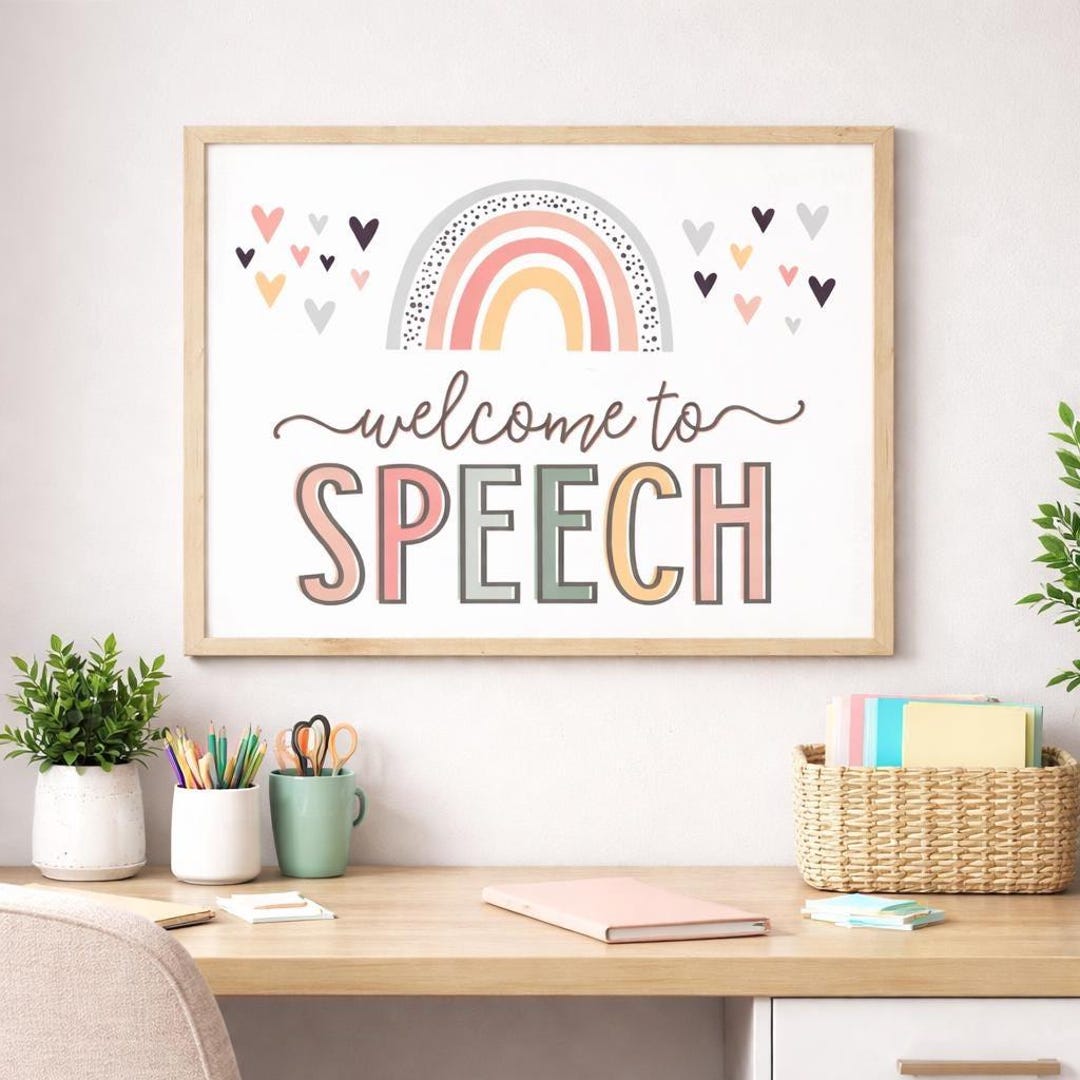Welcome to Speech Sign Printable, Boho Speech Class Decor, Classroom ...