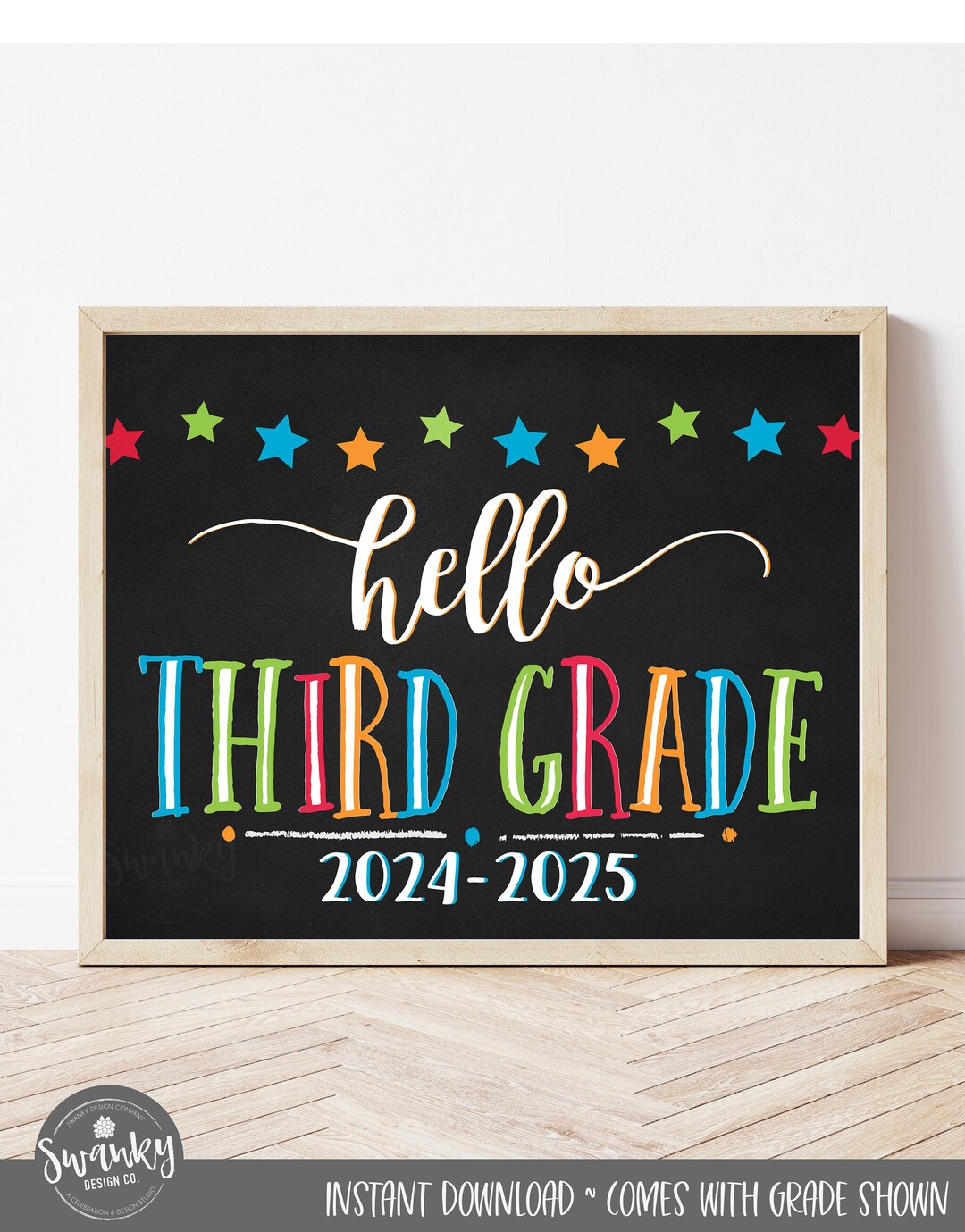 Hello Third Grade Sign, First Day of 3rd Grade, Printable First Day of ...