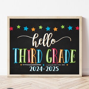Hello Third Grade Sign, First Day of 3rd Grade, Printable First Day of ...