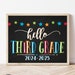 Hello Third Grade Sign, First Day of 3rd Grade, Printable First Day of ...