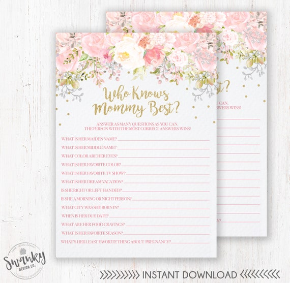 Who Knows Mommy Best Printable, Floral Who Knows Mommy, Girl Baby ... Who Knows Mommy Best Printable, Floral Who Knows Mommy, Girl Baby ...