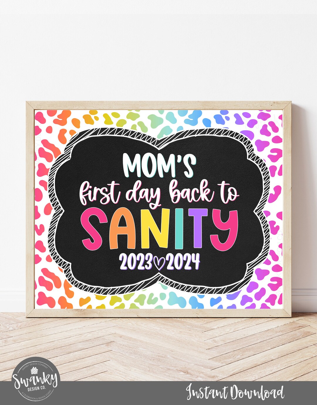 Mom's First Day Back to Sanity Sign Leopard Print Mom - Etsy