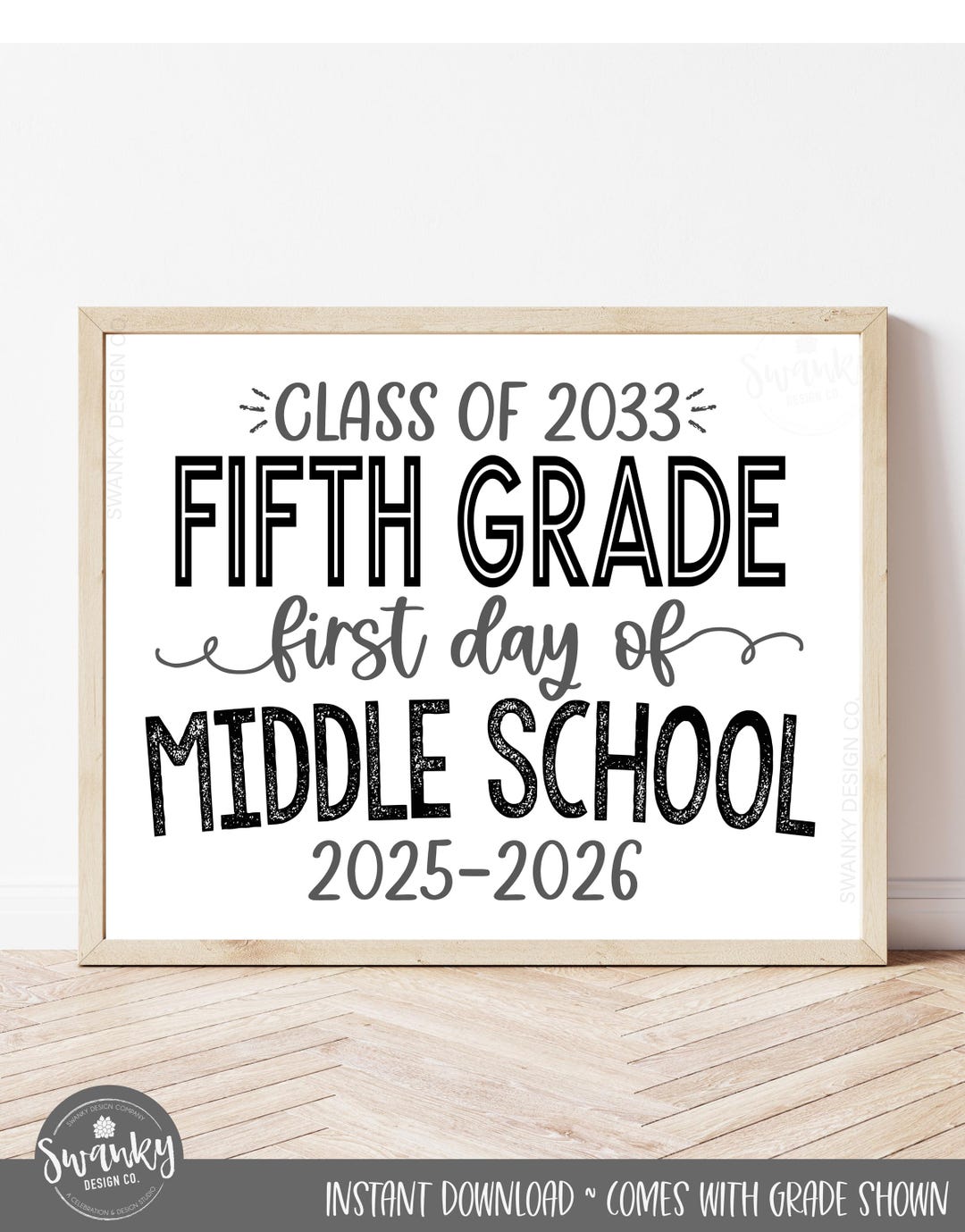 Printable First Day of Fifth Grade Sign, First Day of 5th, Back to ...